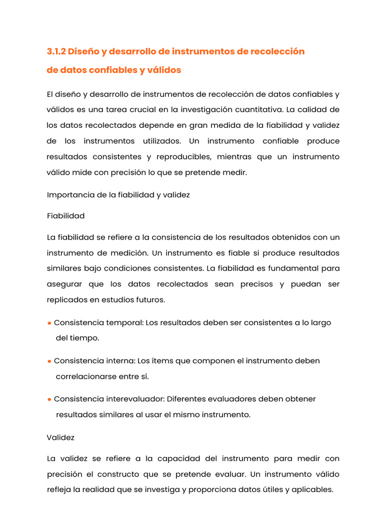 3.1.2. Diseño y Desarrollo de Instrumentos de Recolección de Datos Confiables y Válidos | PDF ...