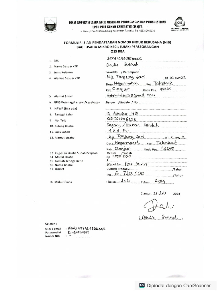 Form Nib Deulis | PDF