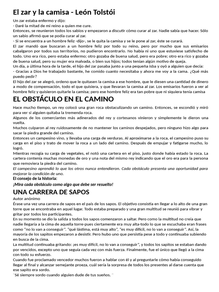 El zar y la camisa | PDF