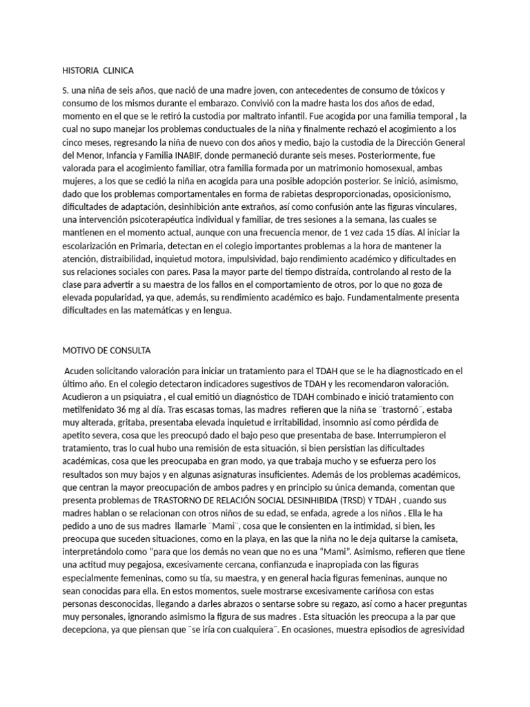 Niña con TDAH y TRSD: Evaluación Clínica | PDF | Desorden hiperactivo y ...