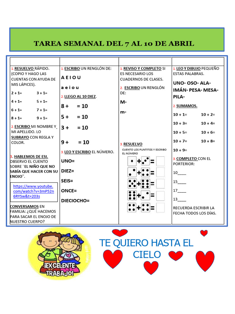 Tarea Semanal Del 7 AL 10 de ABRIL | PDF