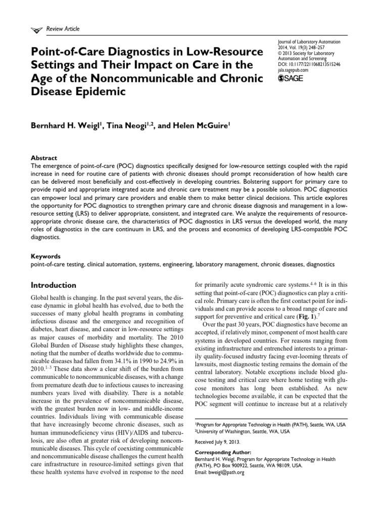 POC Diagnostics in Low-Resource Settings | PDF | Health Care | Global ...