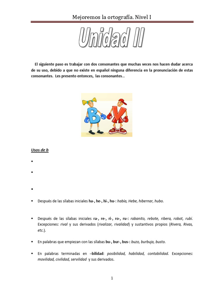 Mejoremos__la_ortografia._Nivel_I.Unidad_II._docx | PDF | Tipología ...