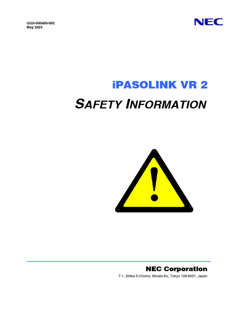 Ipaso vr2 01 GGS-000400-06E Safety | PDF | Antenna (Radio) | Electrical ...