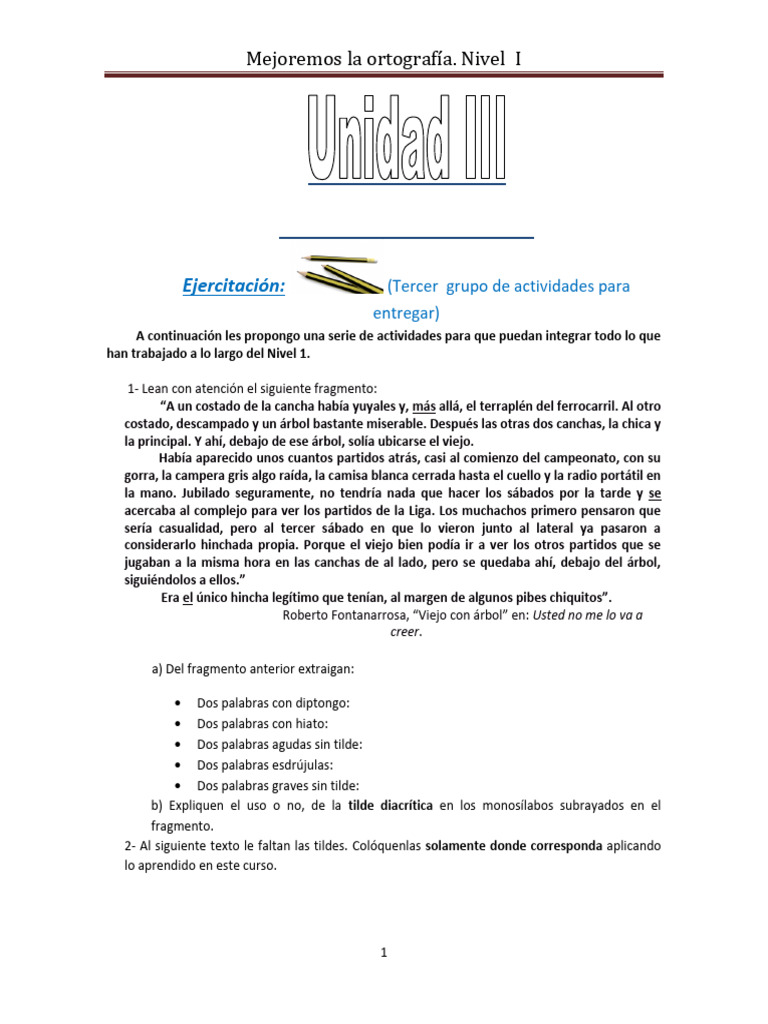 Actividades de Ortografía Nivel I | PDF | Lingüística