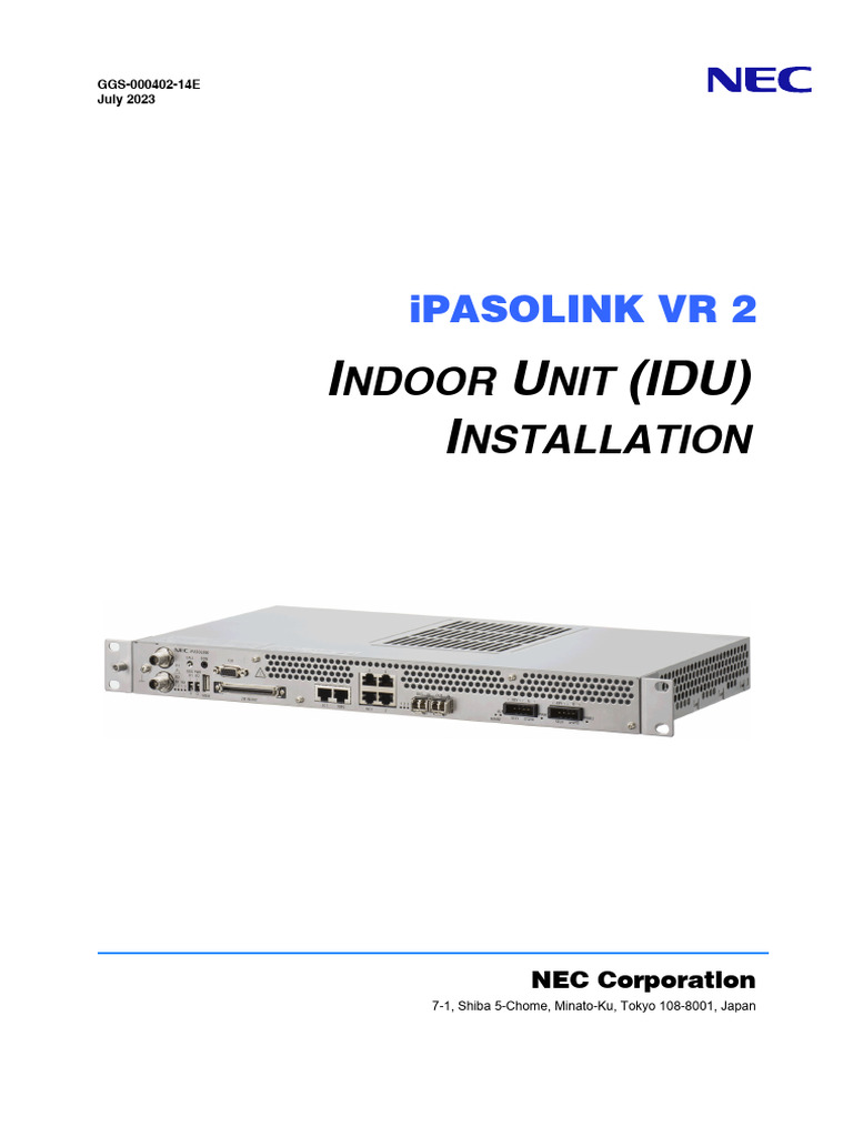 Ipaso vr2 03 GGS-000402-14E Idu | PDF | Telecommunications | Computer ...