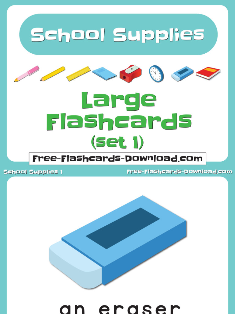 School Supplies Large Flashcards Set1 Captions | PDF
