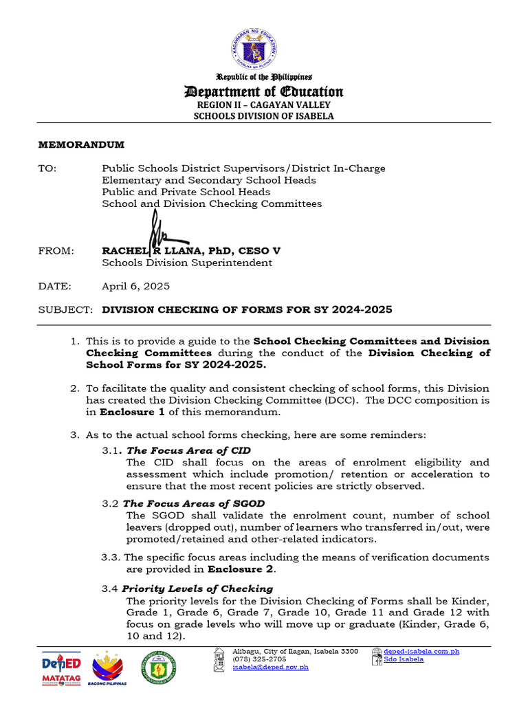 0407 2025 Checking of School Forms Signed Merged | PDF | Public Administration | Government