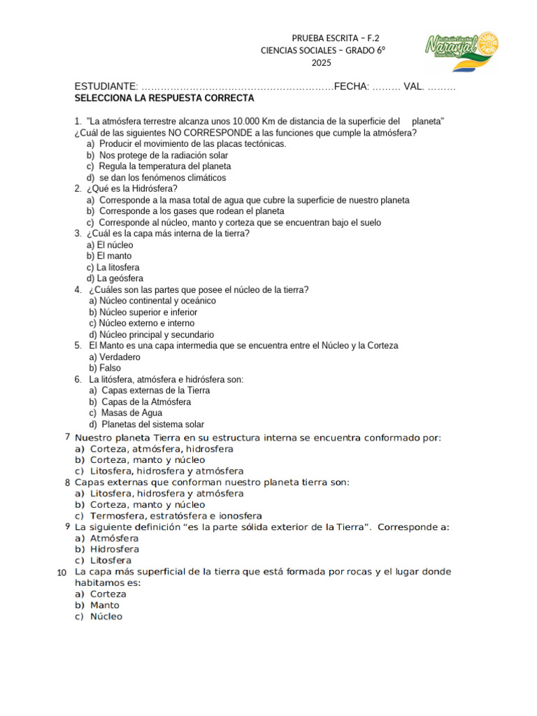 Prueba Estructura F2 | PDF
