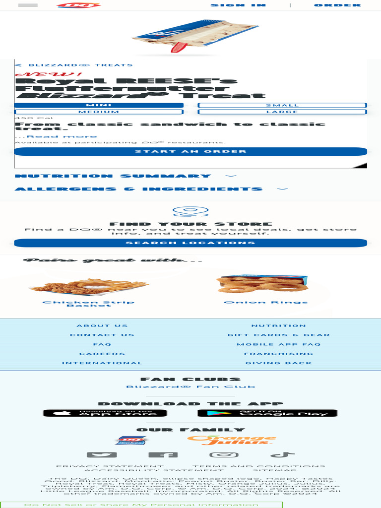 Royal REESE's Fluffernutter Blizzard® Treat Dairy Queen® Menu | PDF