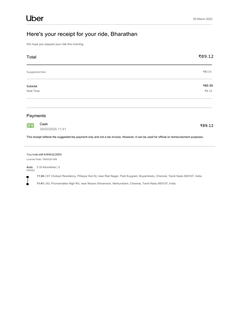 Uber Receipt_30Mar2025 | PDF