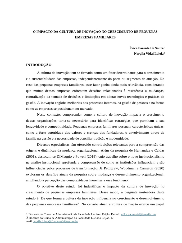 ERIKA PARENTE RESUMO EXPANDIDO | PDF | Inovação | Cultura organizacional