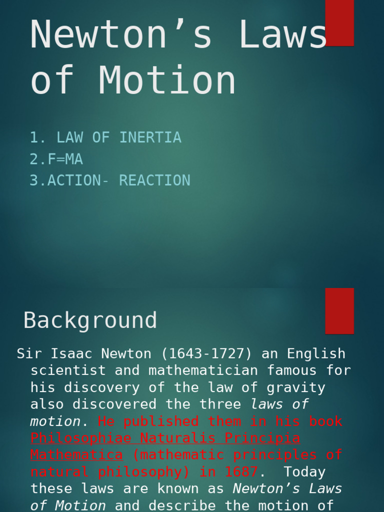 Newtons-Laws-Of-Motion Slides | PDF | Force | Inertia