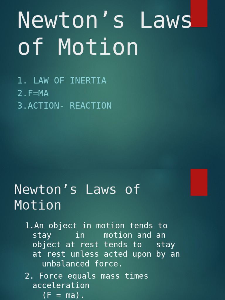 Newtons Laws of Motion Slides New Ones | PDF | Force | Inertia