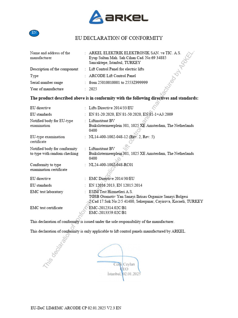 ARCODE CP EU Declaration of Conformity - en | PDF | European Integration | Regulation