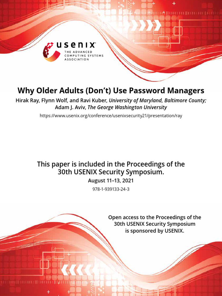 Why Older Adults (Don't) Use Password Managers | PDF | Password | Privacy