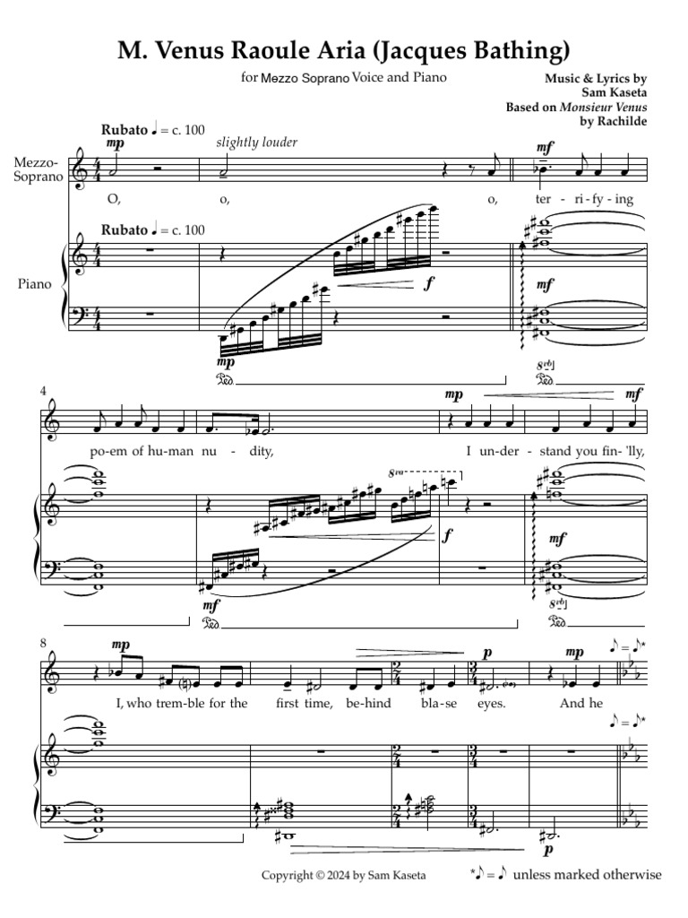 Raoule Aria 1 (M Venus Opera) First Page | PDF