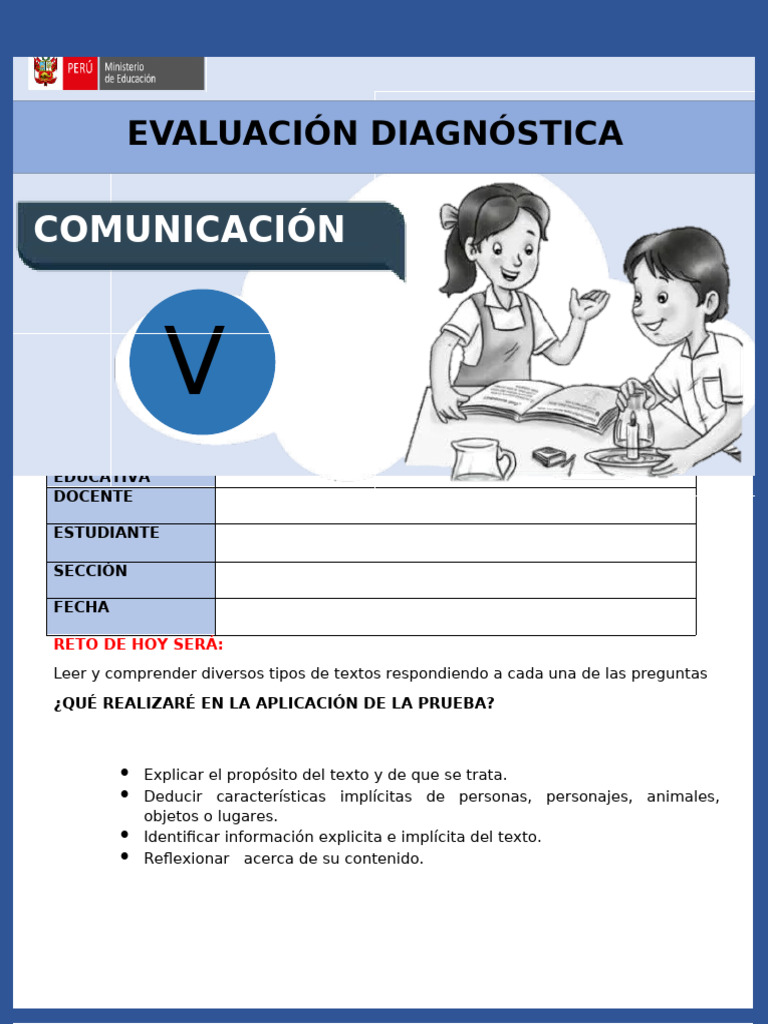 V°-Evaluación Diagnóstica - Comunicación-Lectura | PDF