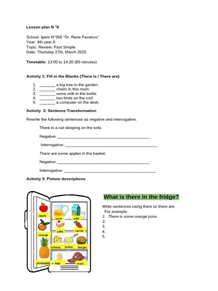 Past Simple Review Lesson Plan | PDF