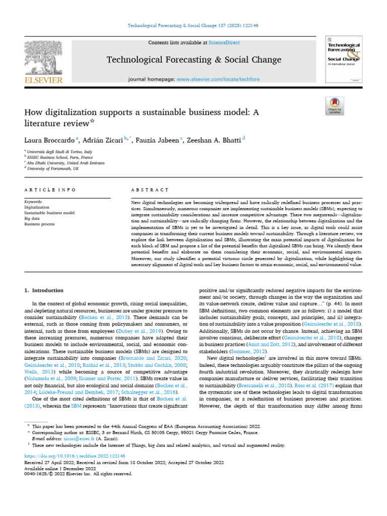 How digitalization supports a sustainable business model | PDF ...