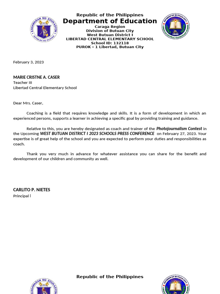 designation-letter-as-coach Photojour | PDF | Behavior Modification ...