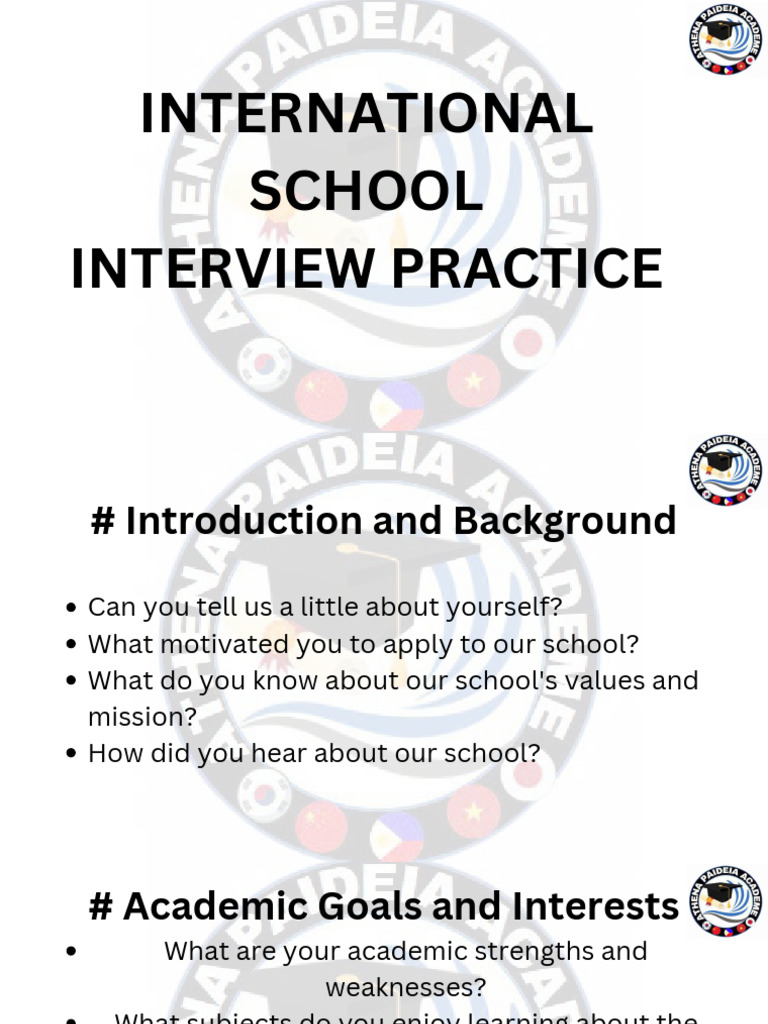 International School Interview Practice | PDF