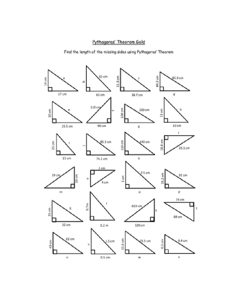 Classwork Pythagorean Theorem | PDF