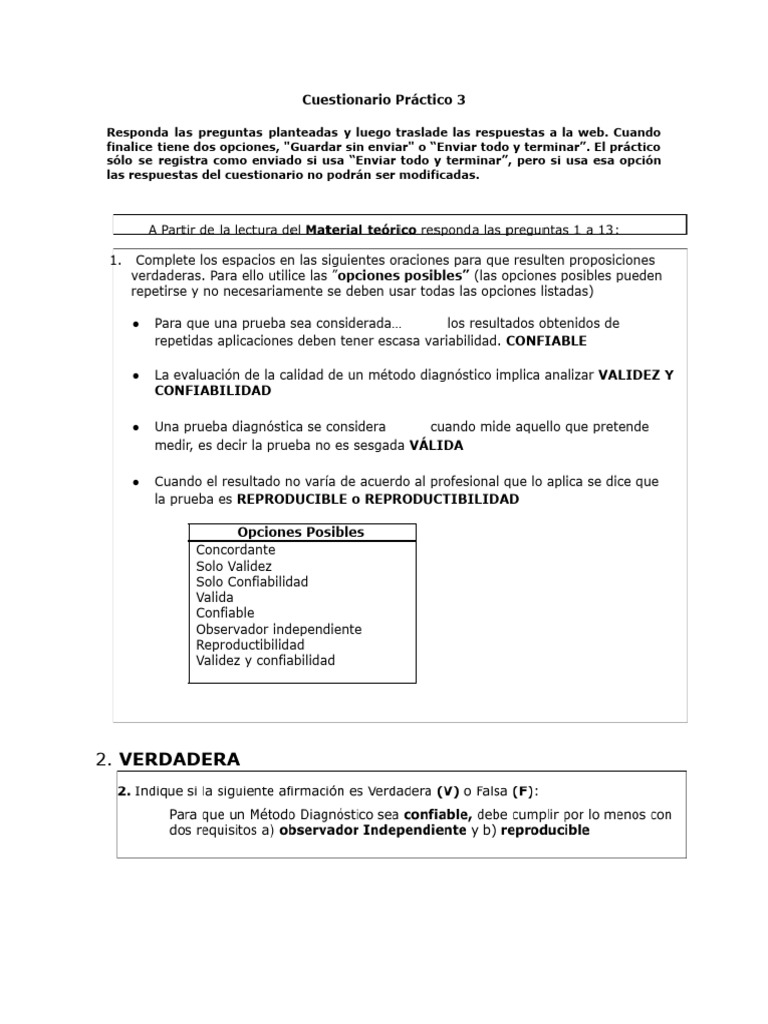 Practico Unidad 3 TERMINADO | PDF | Sensibilidad y especificidad | Especialidades Medicas