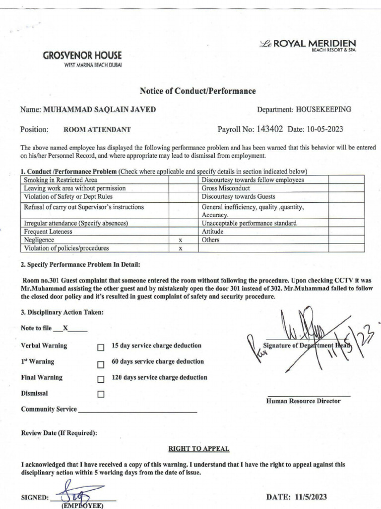 Saqlain Diciplanary Action Form | PDF