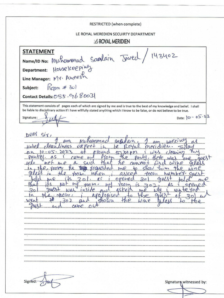 SAQLAIN Statement | PDF