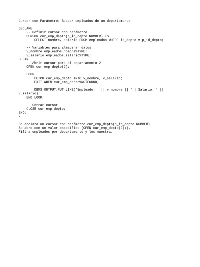 Cursor SQL para Filtrar Empleados | PDF