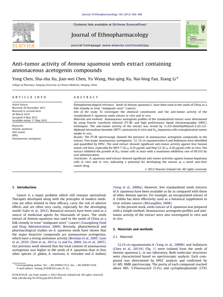 2 Anti-Tumor Activity of Annona Squamosa Seeds Extract Containing | PDF ...