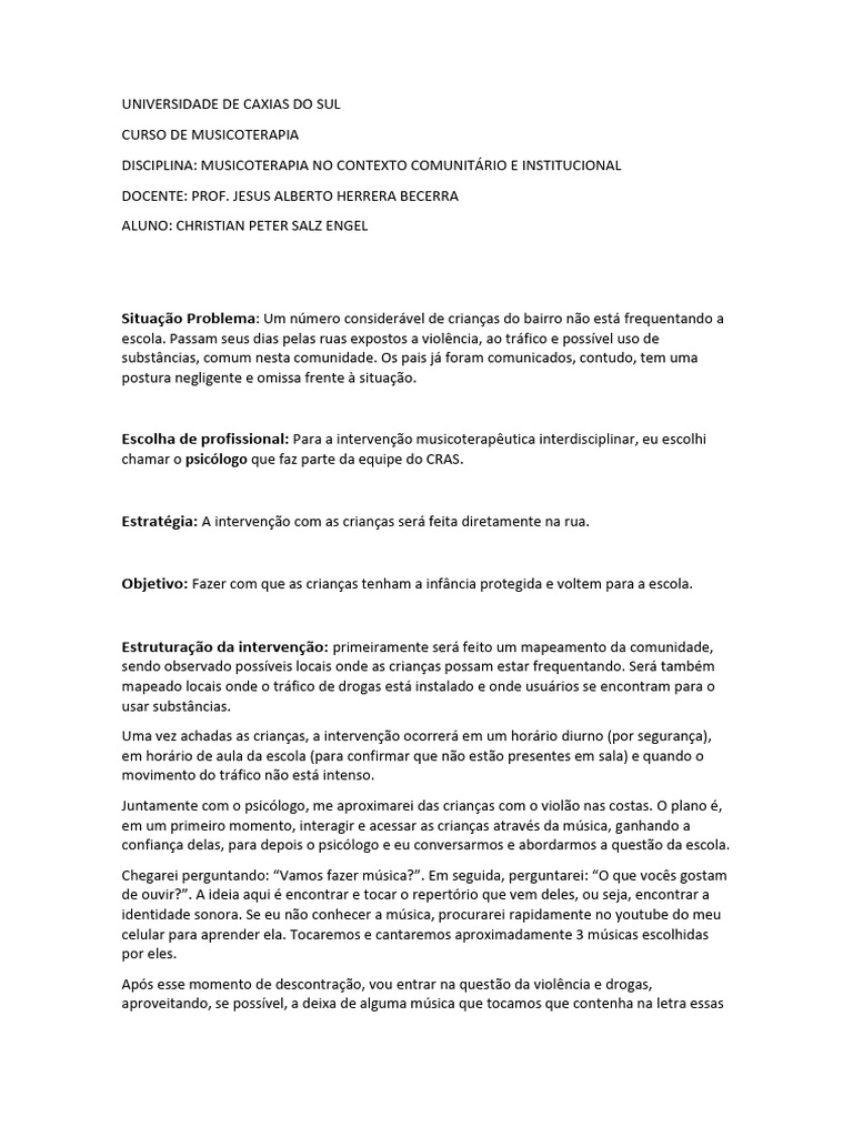 Christian.trabalho.comunitário.UCS | PDF | Psicologia | Violência