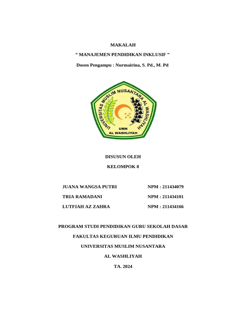 Makalah Pendidikan Inklusif Kel.8 | PDF