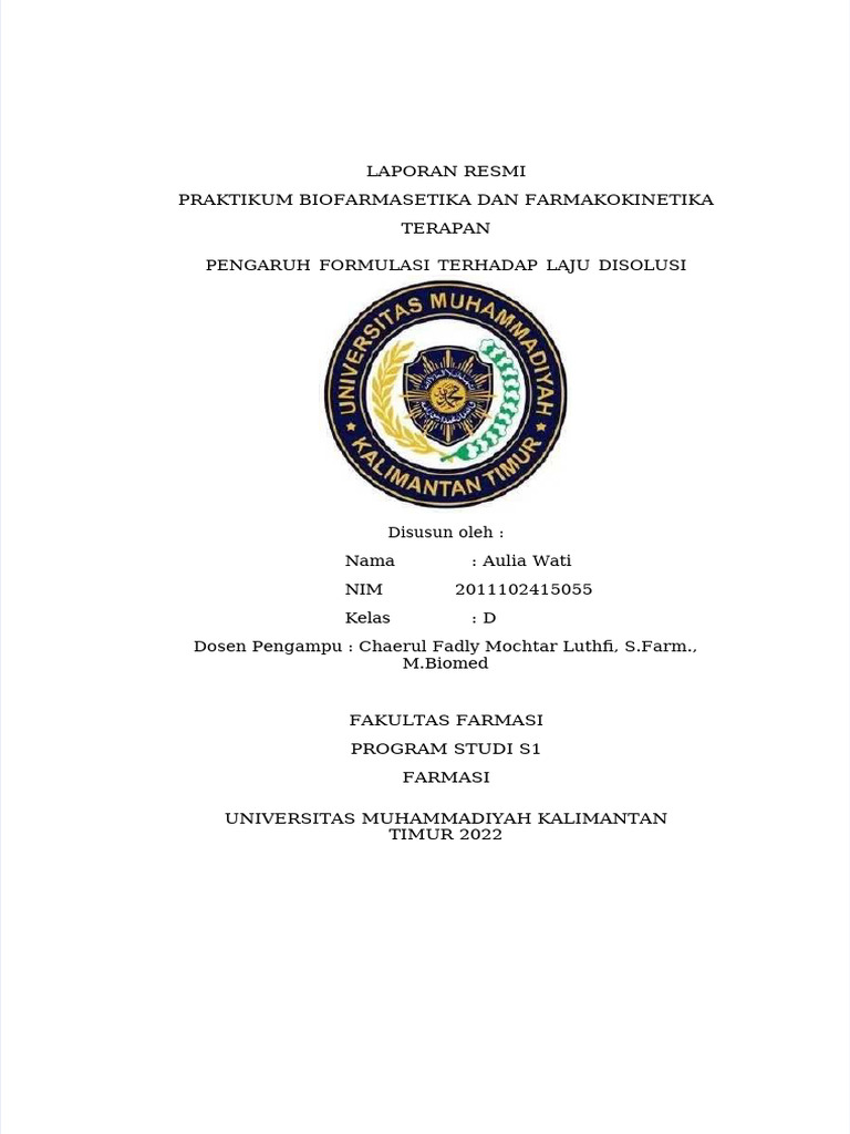 Pengaruh Formulasi pada Disolusi Obat | PDF