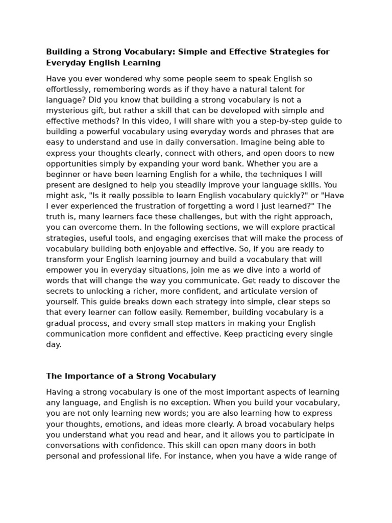 Building A Strong Vocabulary Simple and Effective Strategies For ...