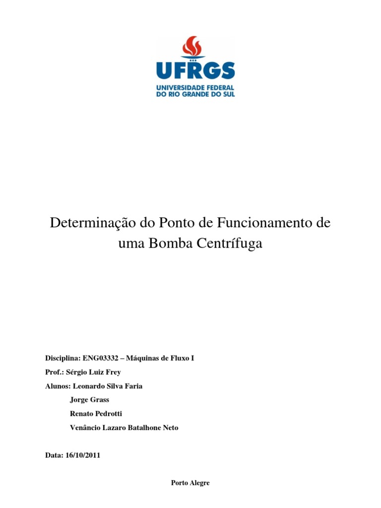 Determinacao de Ponto de Funcionamento de Uma Bomba Centrifuga | PDF ...