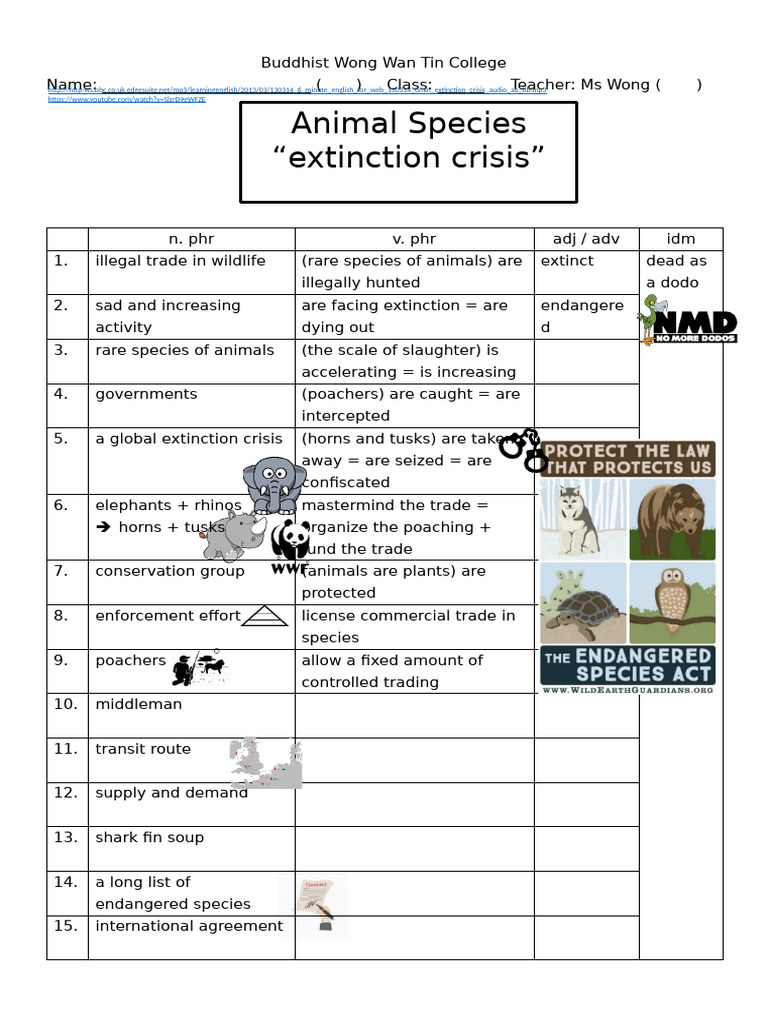 S6 - BBC - Animal Species Extinction Crisis | PDF | Poaching | Crime ...
