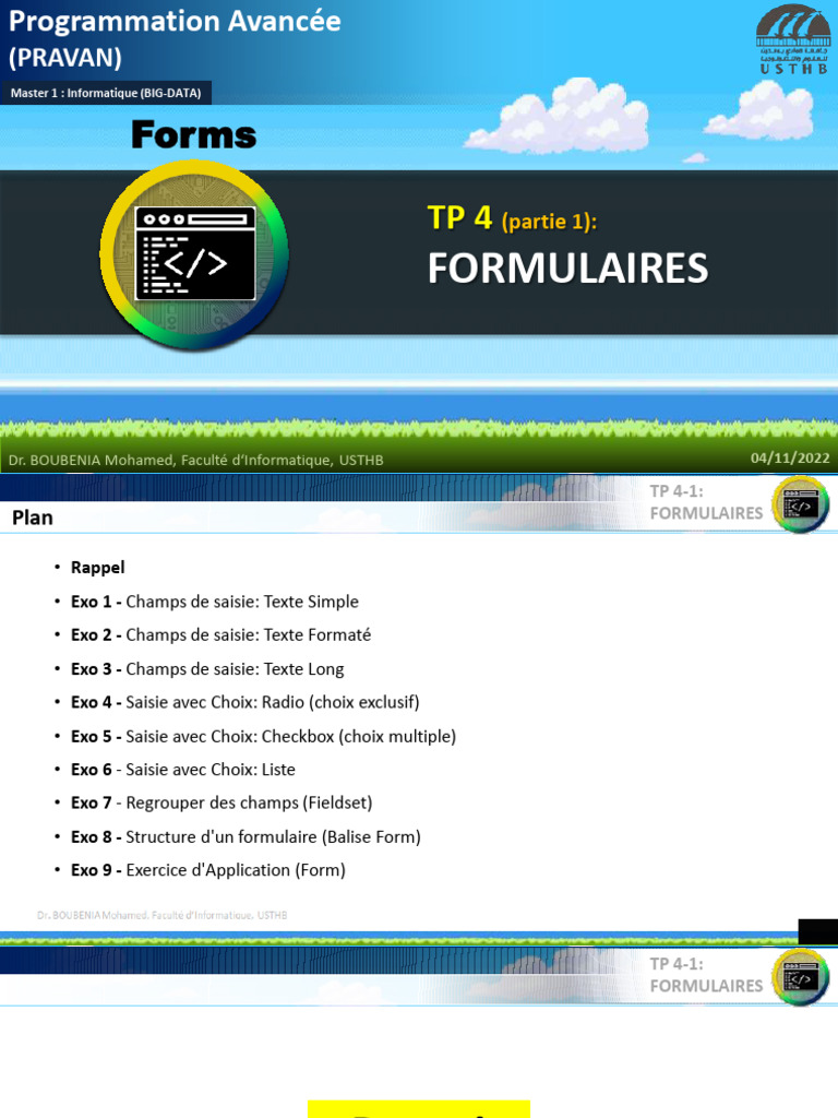 Progweb Tp4-1 Formulaires | PDF | Programmation web | Internet