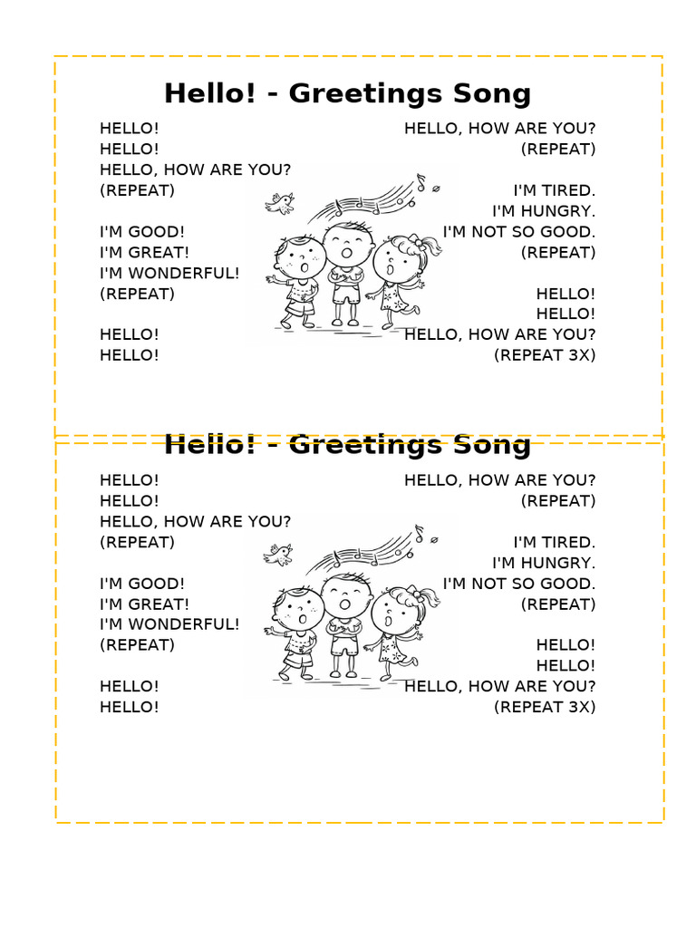 Greetings Song K1 | PDF