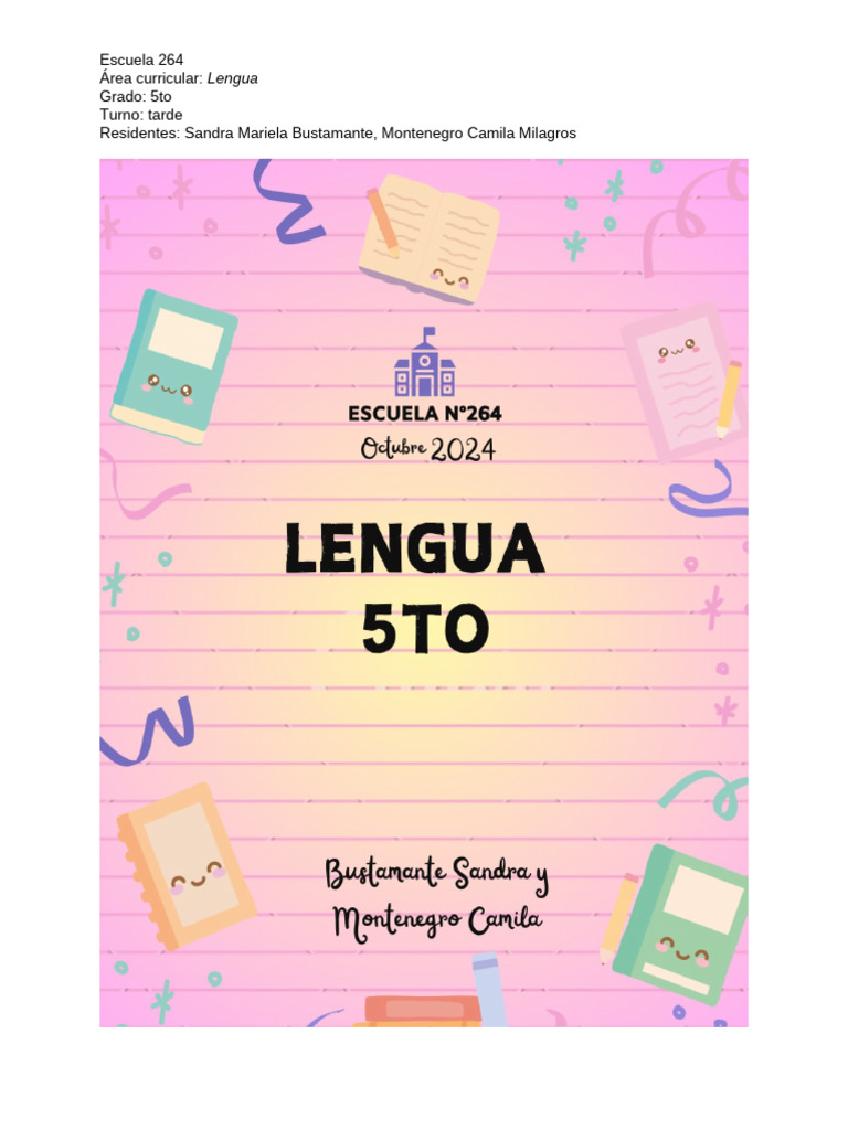 5to grado Lengua (1) | PDF | Escritura | Puntuación