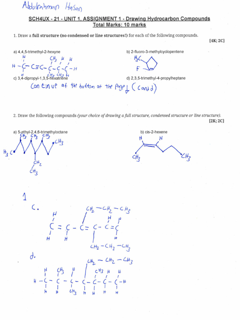 SCH4U Assignment 1-Abdulrahman Hasan | PDF