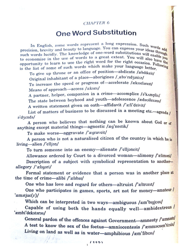 One Word Substitution | PDF