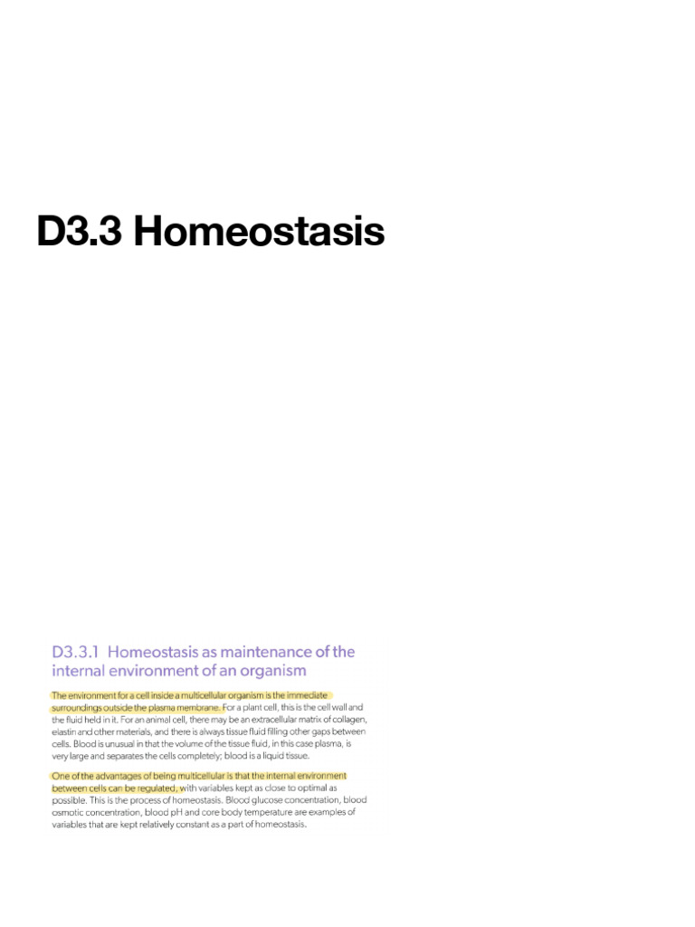 New IB Biology D3.3 Homeostasis | PDF