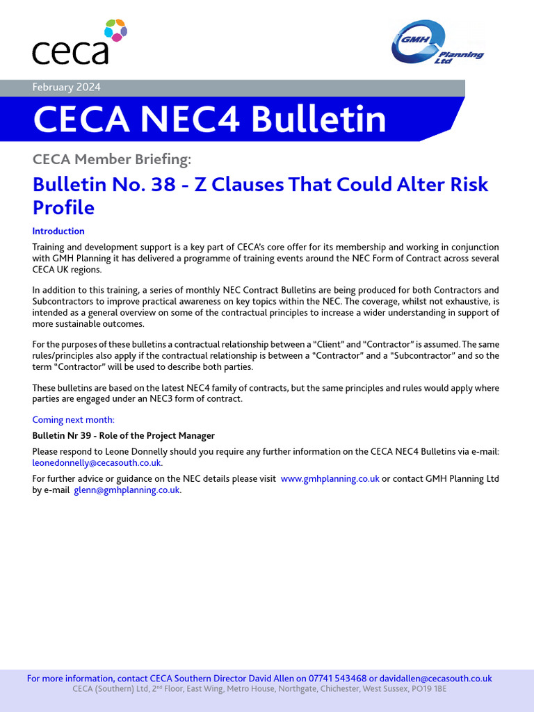 Z Clauses Impacting NEC Contract Risks | PDF