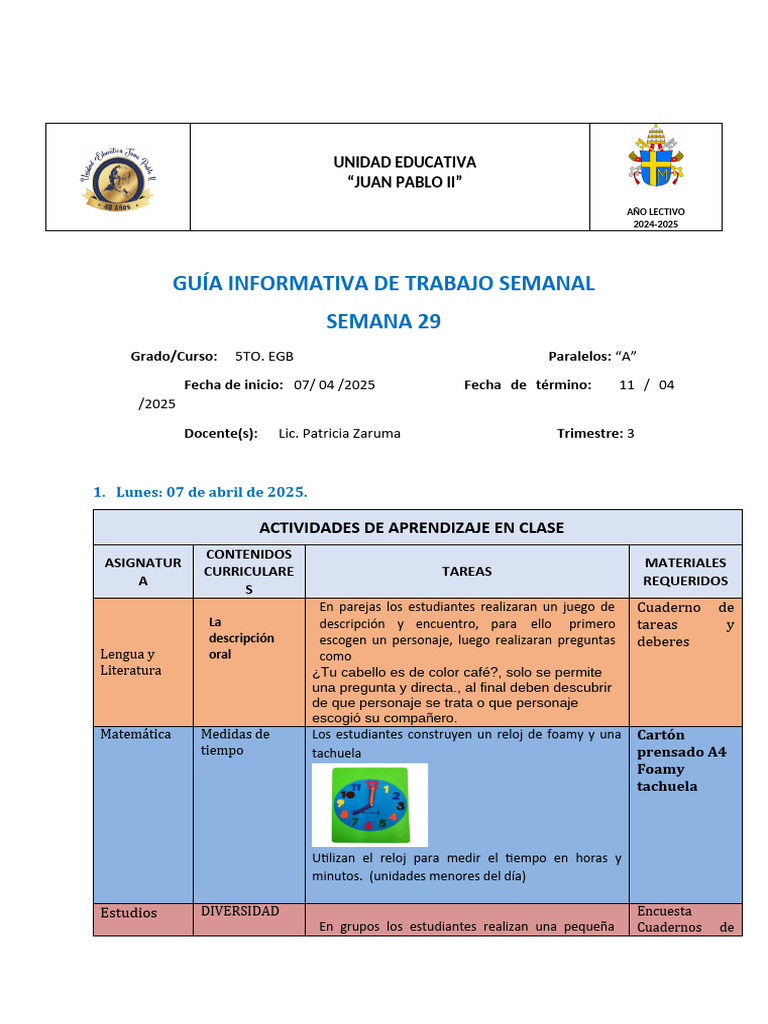 Gi29 Zaruma Patricia 5to A | PDF | Escritura | Comunicación humana