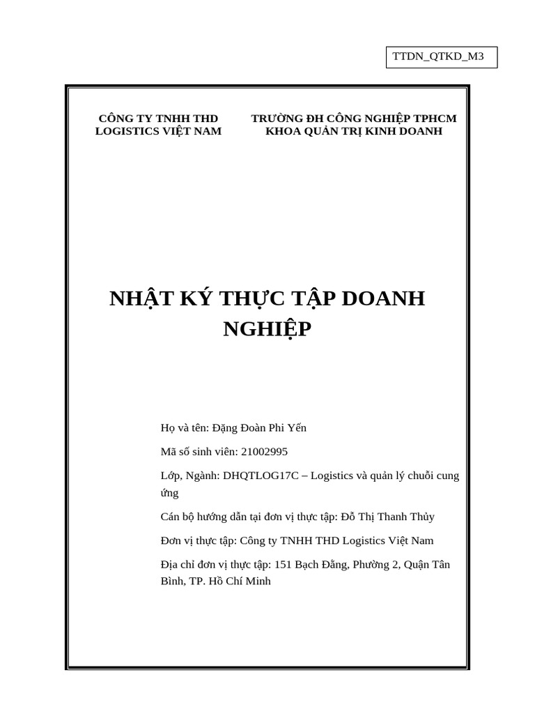 TTDN_QTKD_M3_Nhat ky TT tuan 3 | PDF