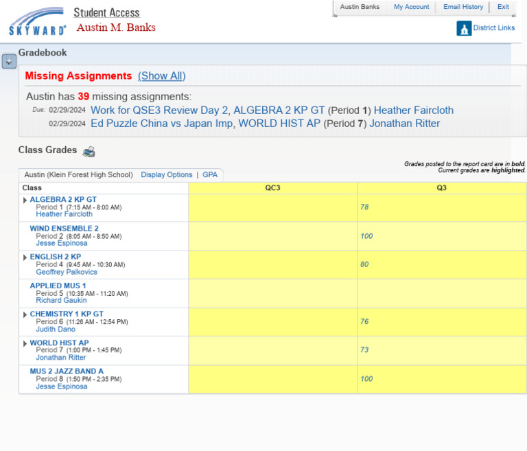 Student Access Gradebook | PDF