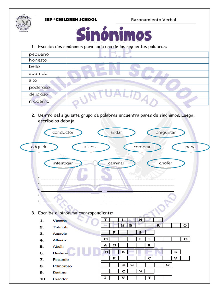 Sinónimos y Razonamiento Verbal | PDF