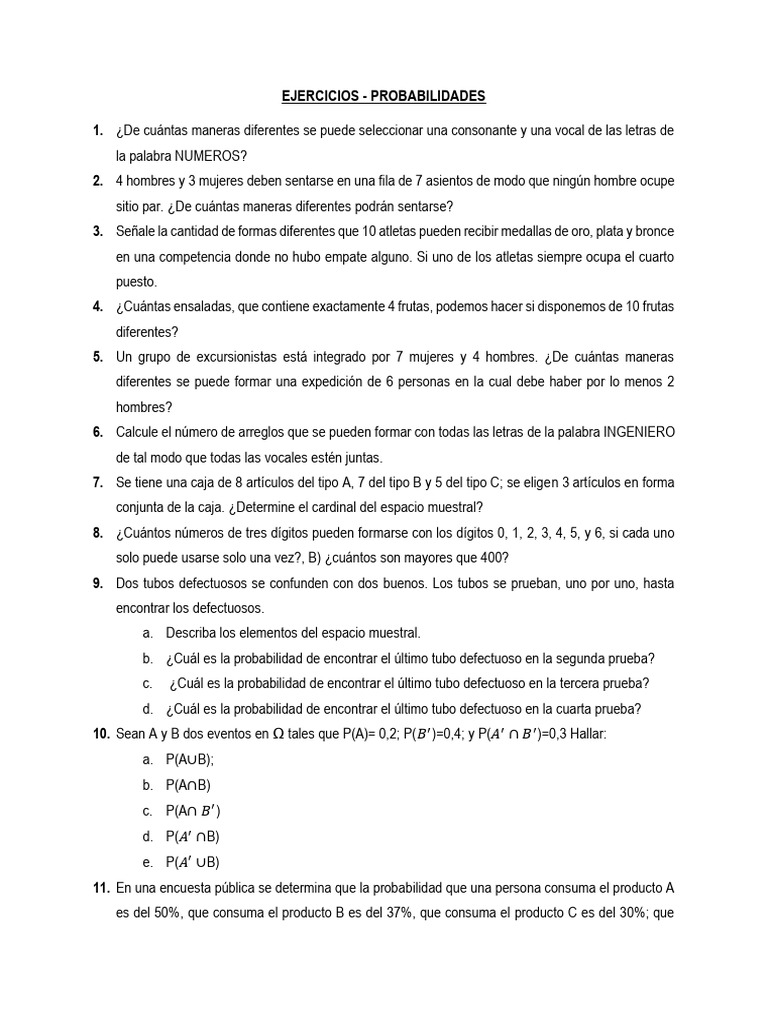 EJERCICIOS PROPUESTOS SEMANA 9a | PDF | Probabilidad